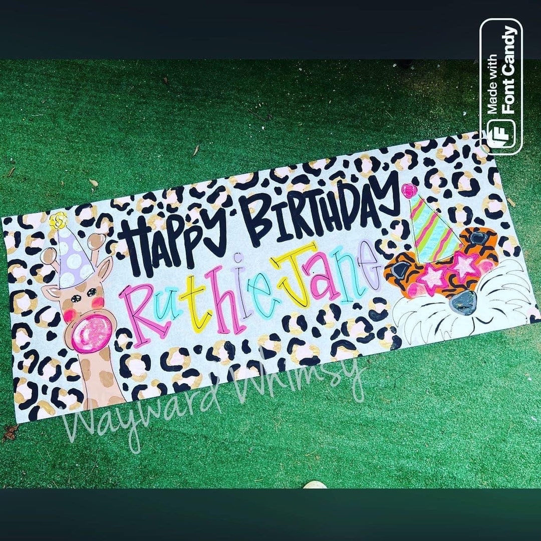 Hand Painted Custom Party Banner- Birthday Banner- Kraft Paper Banner ...