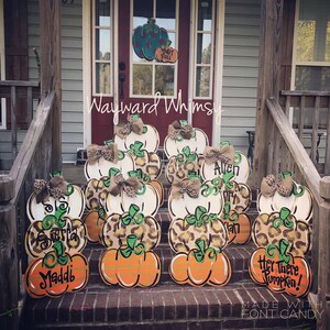 Stacked Pumpkin Sign With Animal Print Wood Cut Out Door Hanger - Etsy
