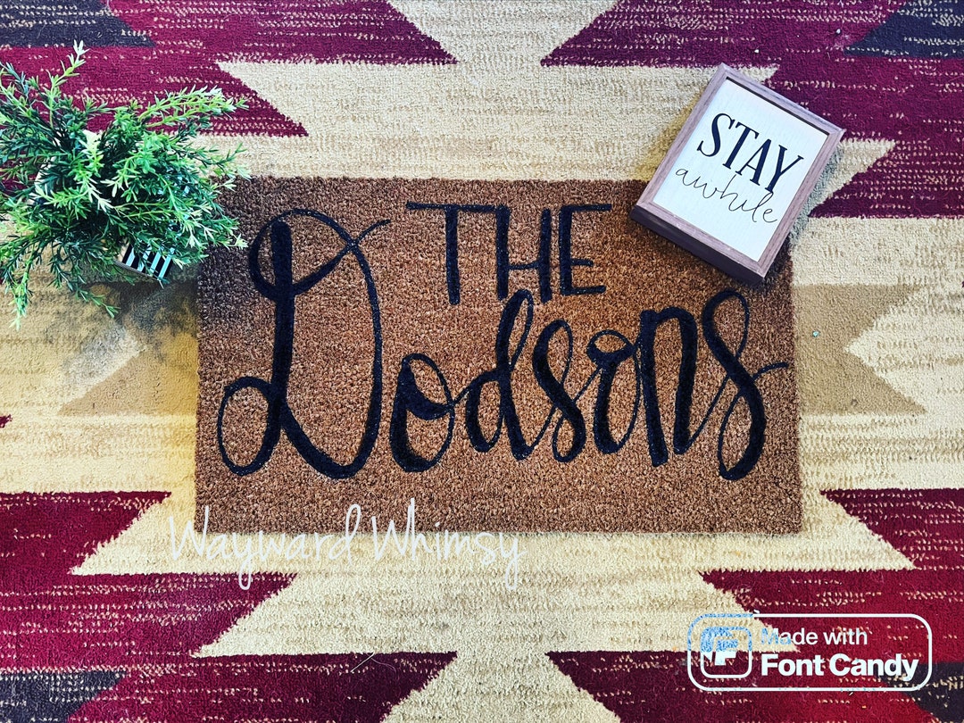 Handlettered Coir Doormat Custom With Your Name or Wording 30x17 Single ...