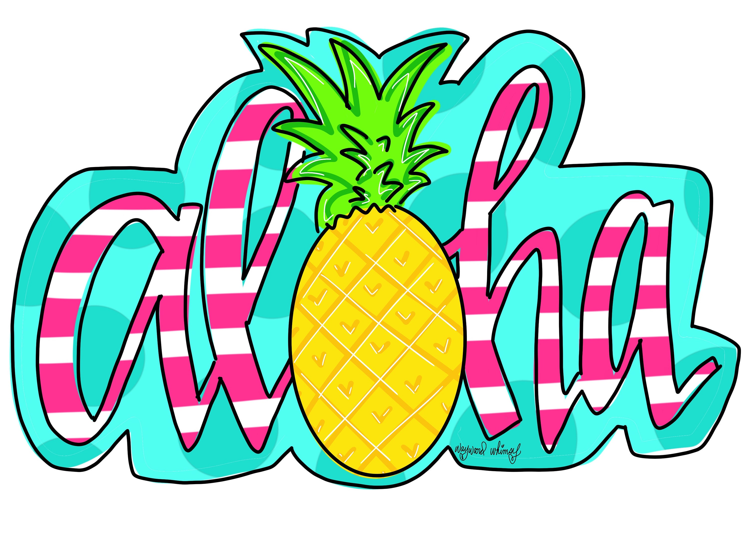 Aloha Pineapple Door Hanger Downloadable File Printable | Etsy