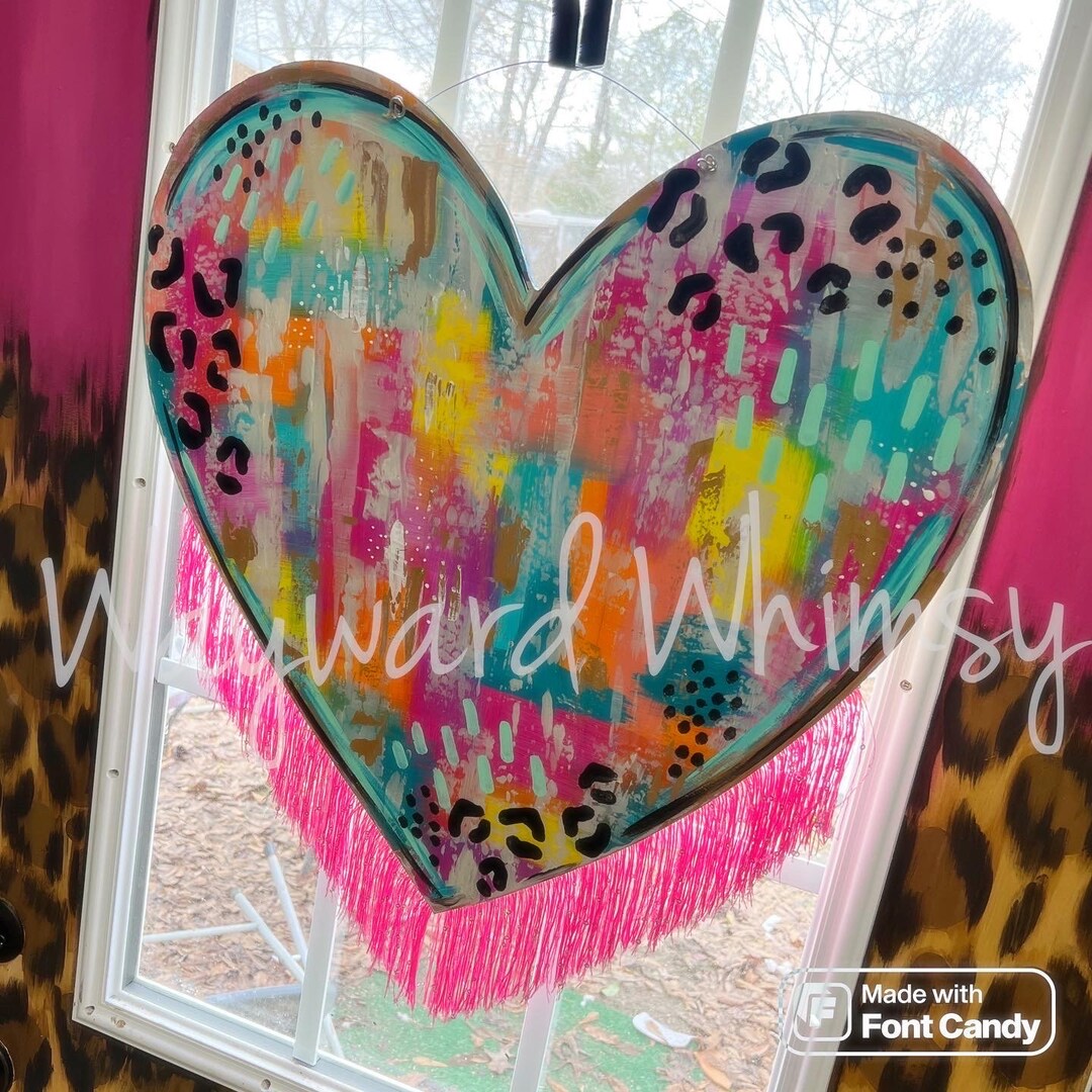 Abstract Color Melt Heart Wooden Door Hanger - Etsy