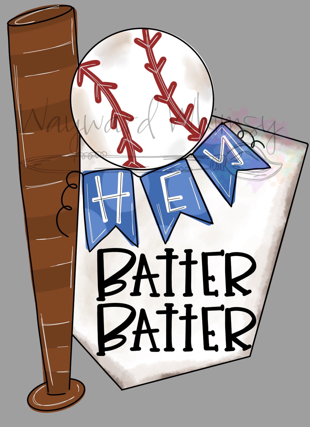 Hey Batter Batter Baseball Hanger Downloadable File Printable Template ...