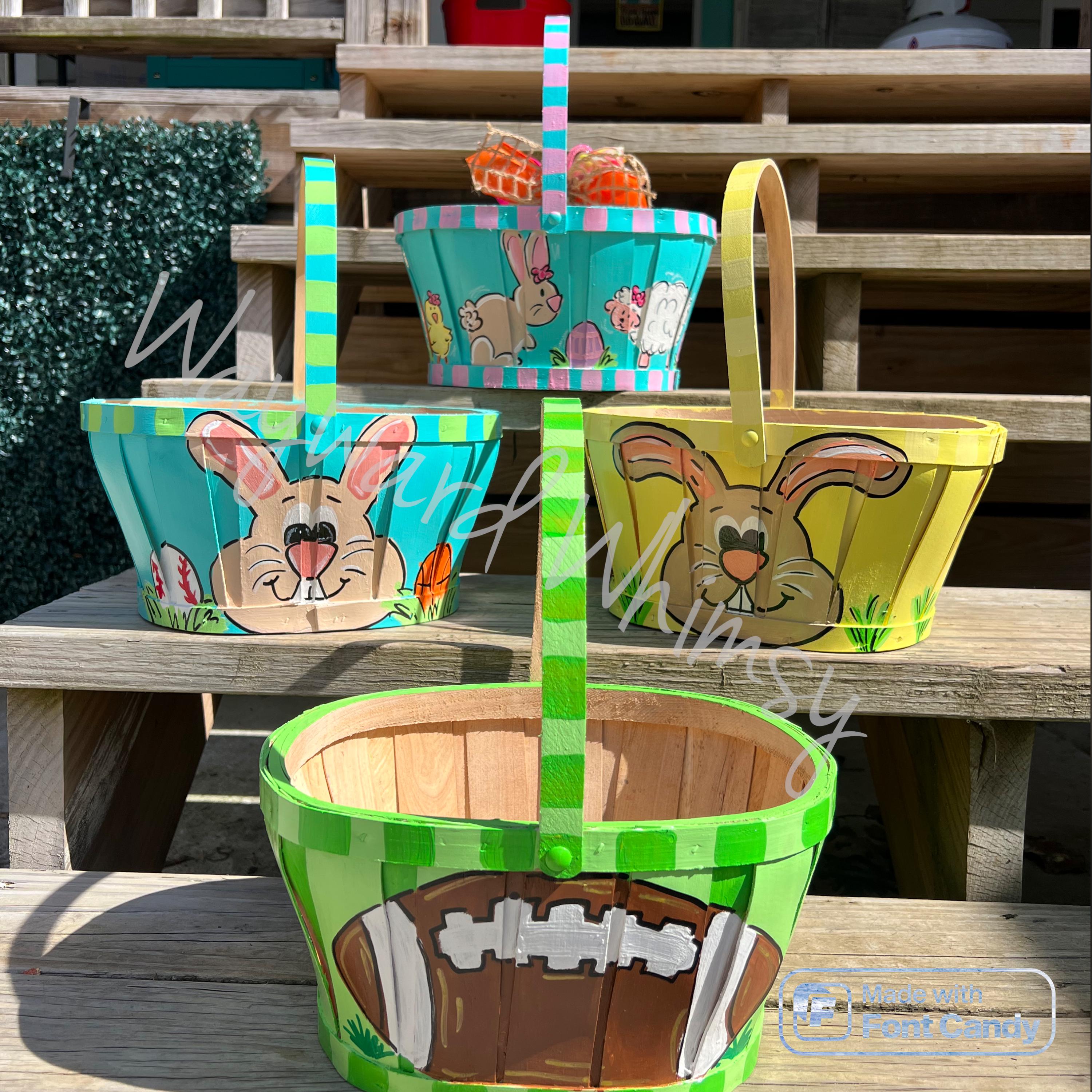 Custom Painted Easter Basket-personalized Wooden Basket - Easter Bucket ...