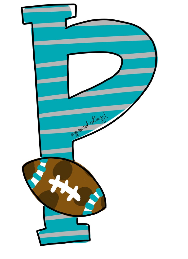 Letter P With Football- Whimsical Font Door Hanger Downloadable File ...