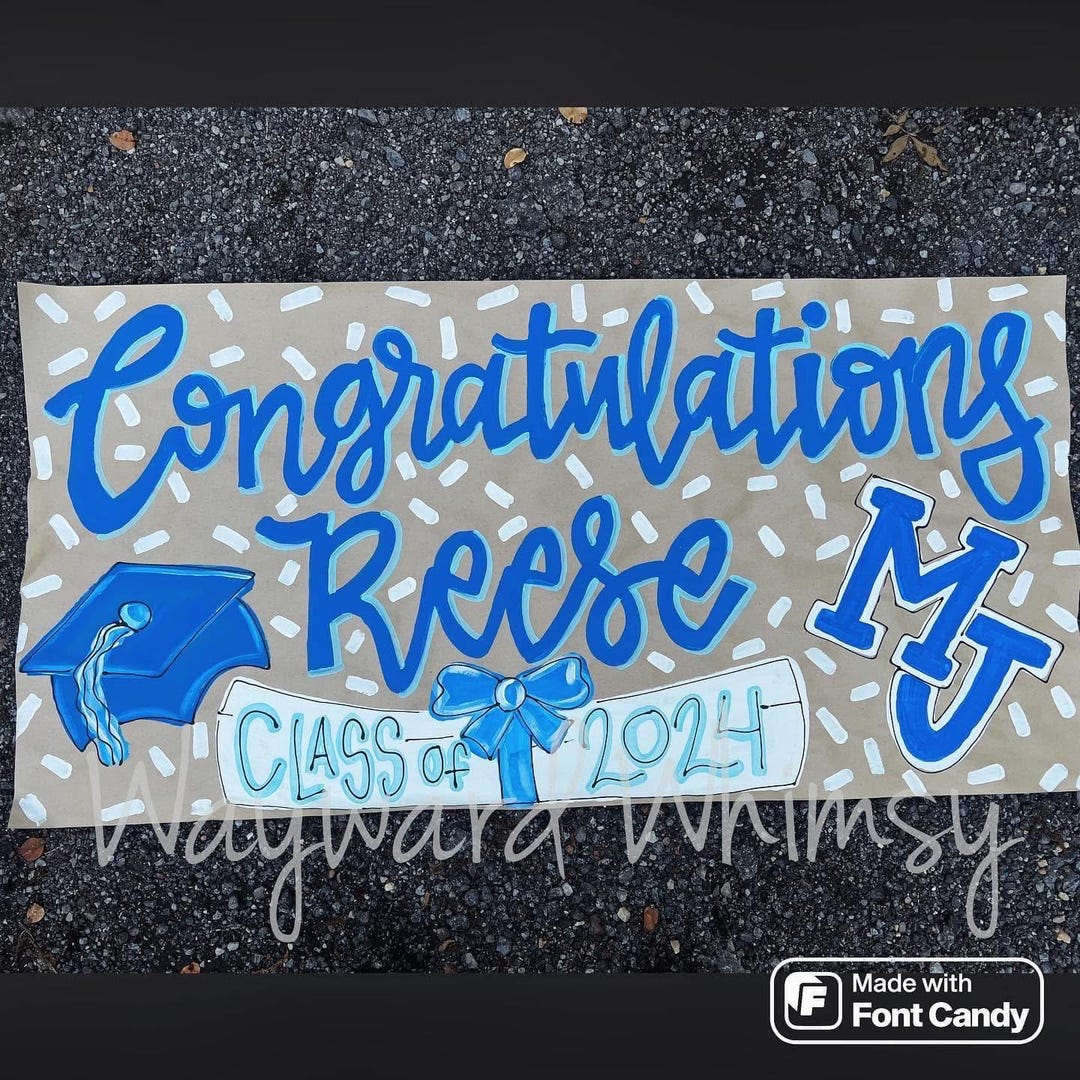 Hand Painted Custom Graduation Banner- Birthday Banner- Kraft Paper ...