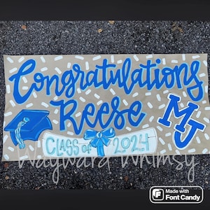 Hand Painted Custom Graduation Banner- Birthday Banner- Kraft Paper ...