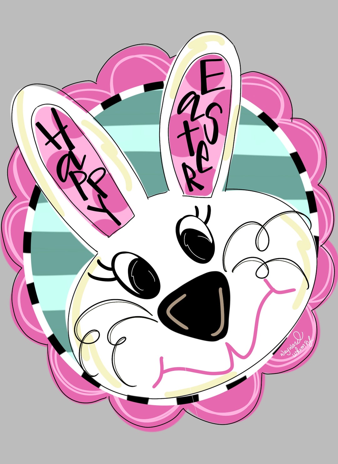 Framed Bunny Face Happy Easter Spring Door Hanger Downloadable File ...