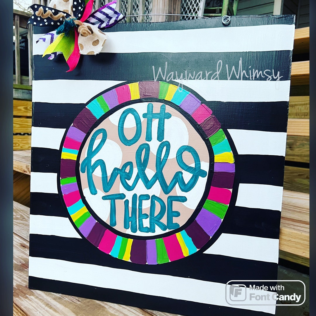 Oh Hello There- Welcome Sign Wooden Door Hanger - Etsy