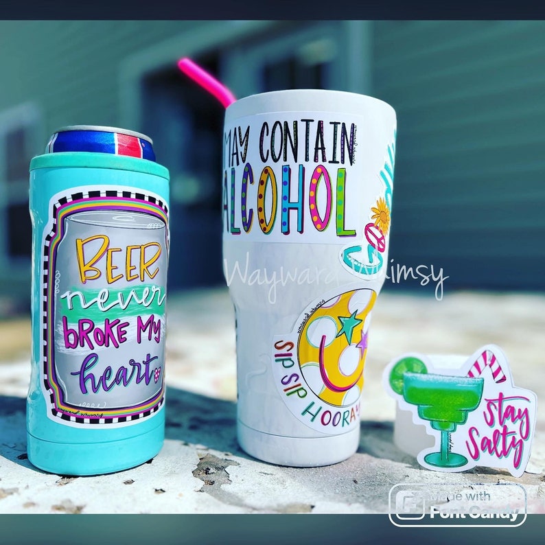 6 Piece Boozy Sticker Pack Vinyl Sticker Water and Fade - Etsy