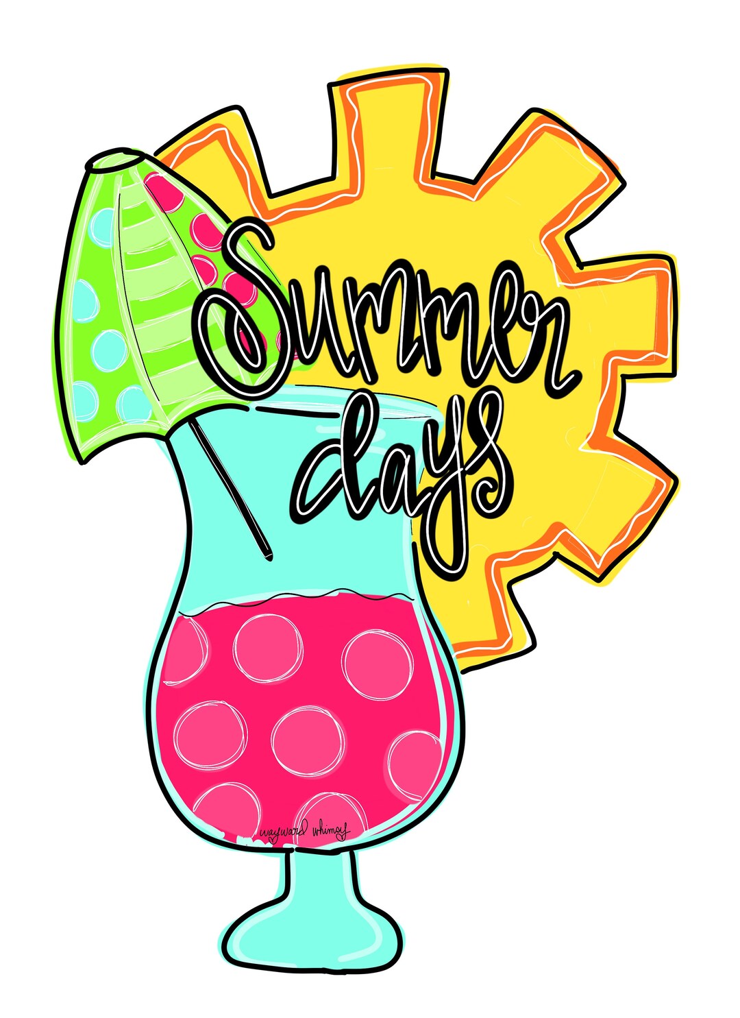 Summer Days Drink Door Hanger Downloadable File Printable Template - Etsy