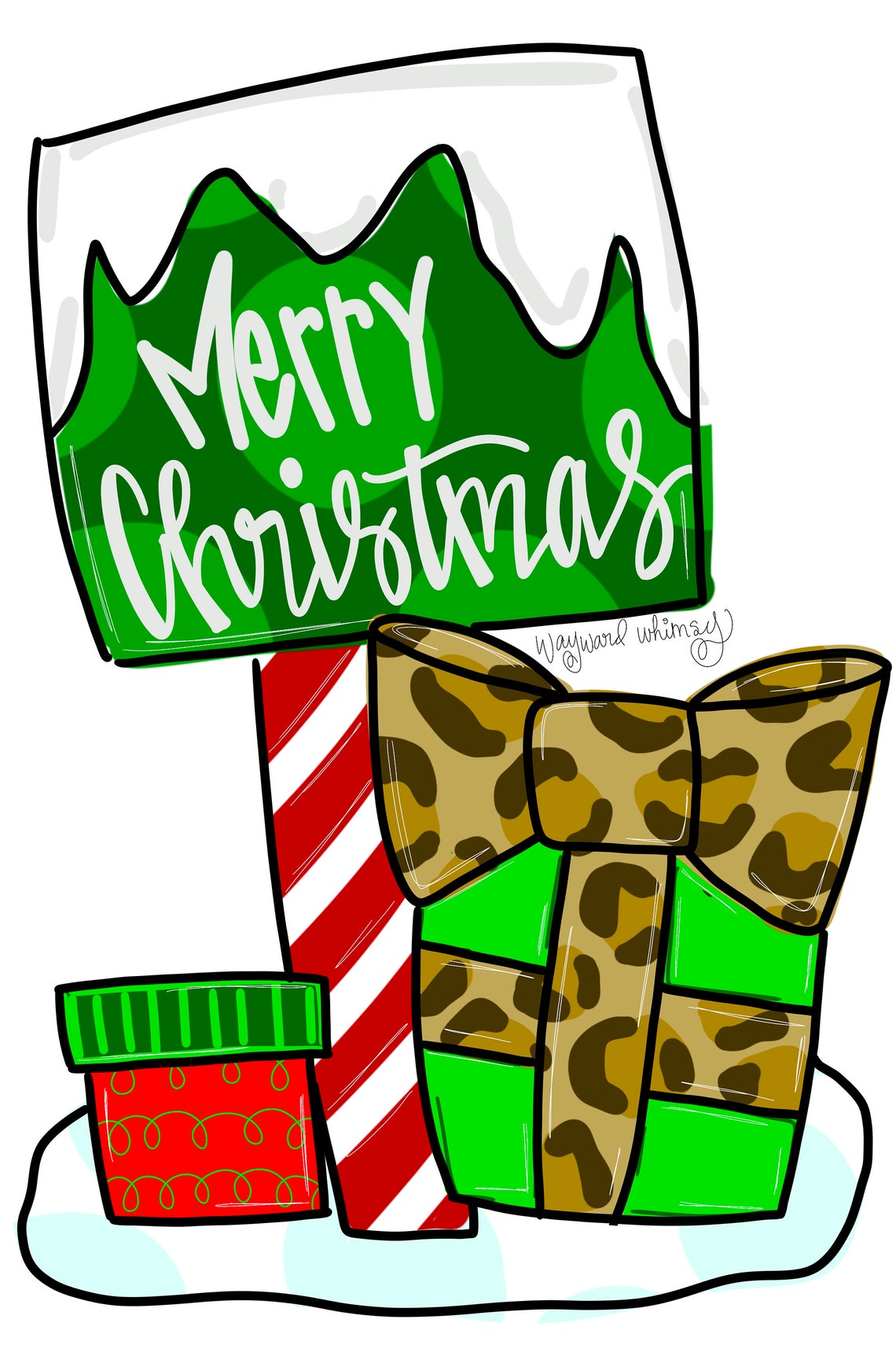 Merry Christmas Sign With Gifts Door Hanger Downloadable File Printable ...