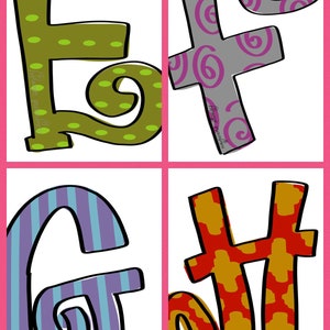26 Letter Alphabet- Hand Lettered Curly Whimsical Font Door Hanger ...