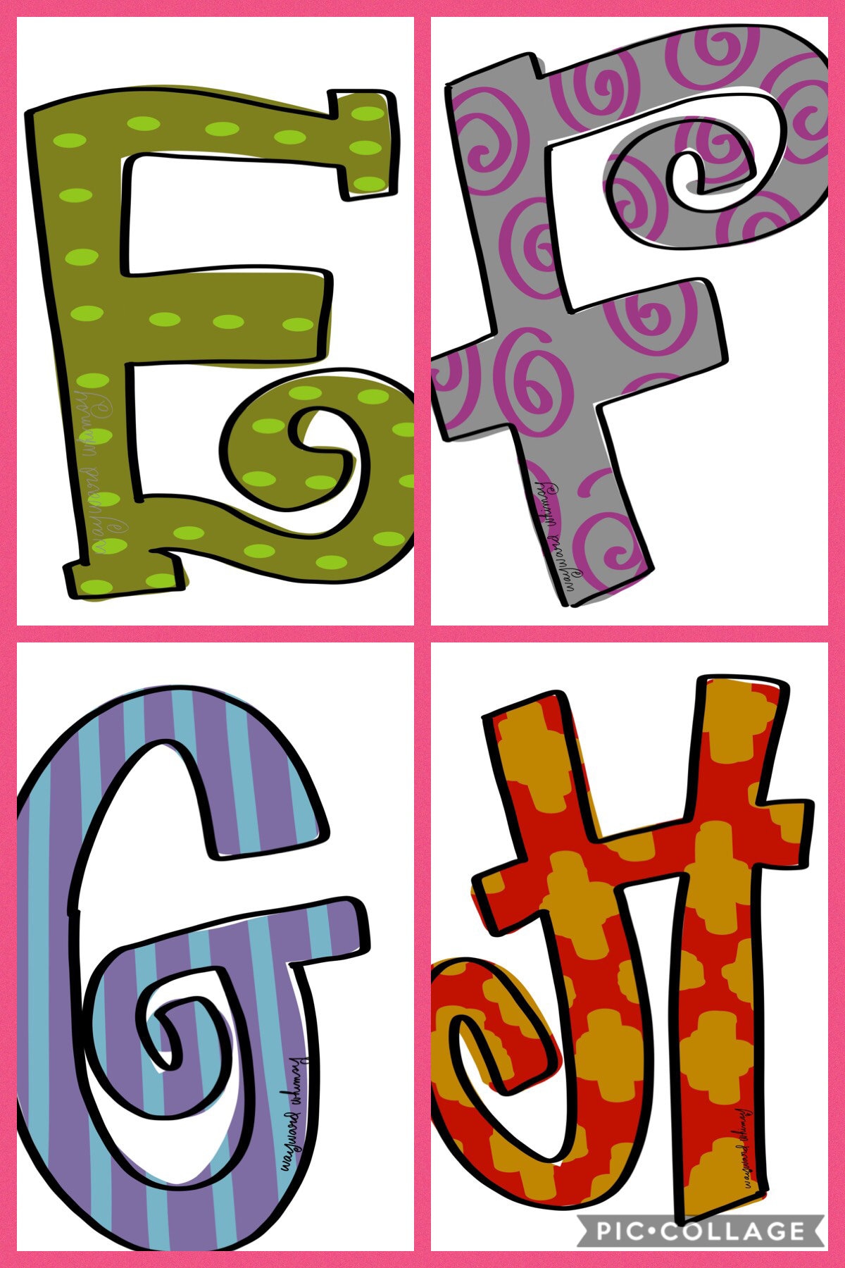 26 Letter Alphabet Hand Lettered Curly Whimsical Font Door | Etsy