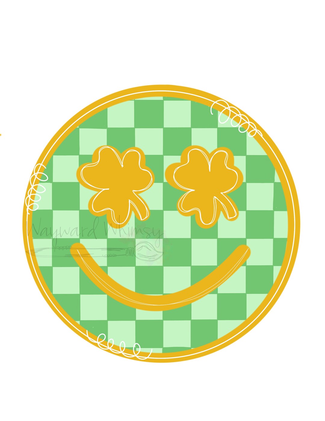 Green Checker Pattern Clover Smile Door Hanger Downloadable File ...