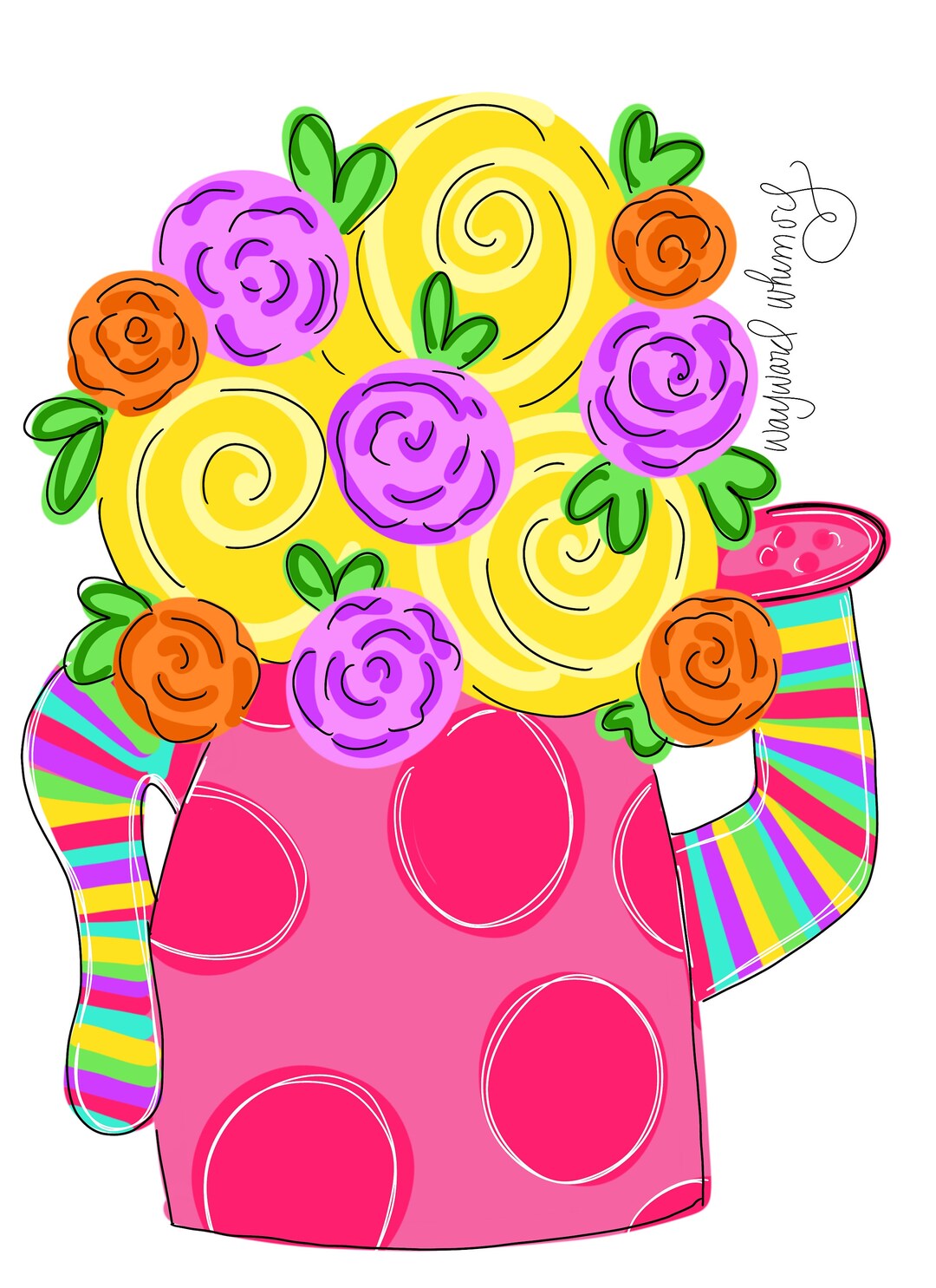 Watering Can With Flowers Door Hanger Downloadable File Printable ...