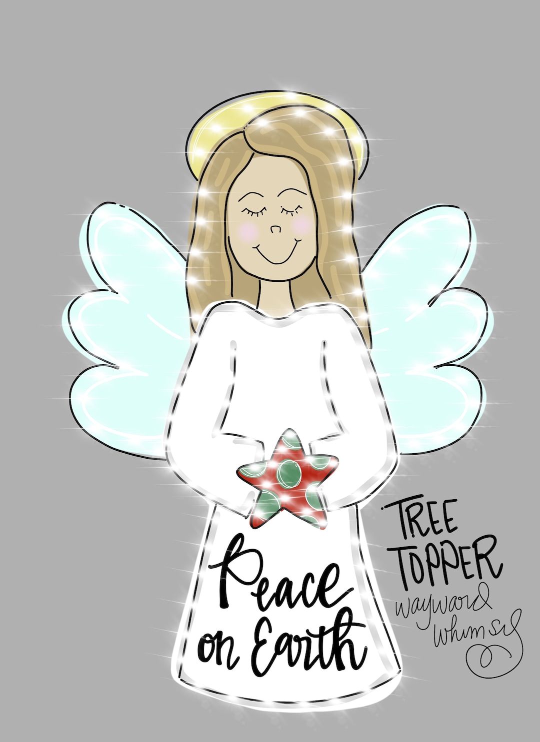Tree Topper Template Christmas Angel Downloadable File Printable ...