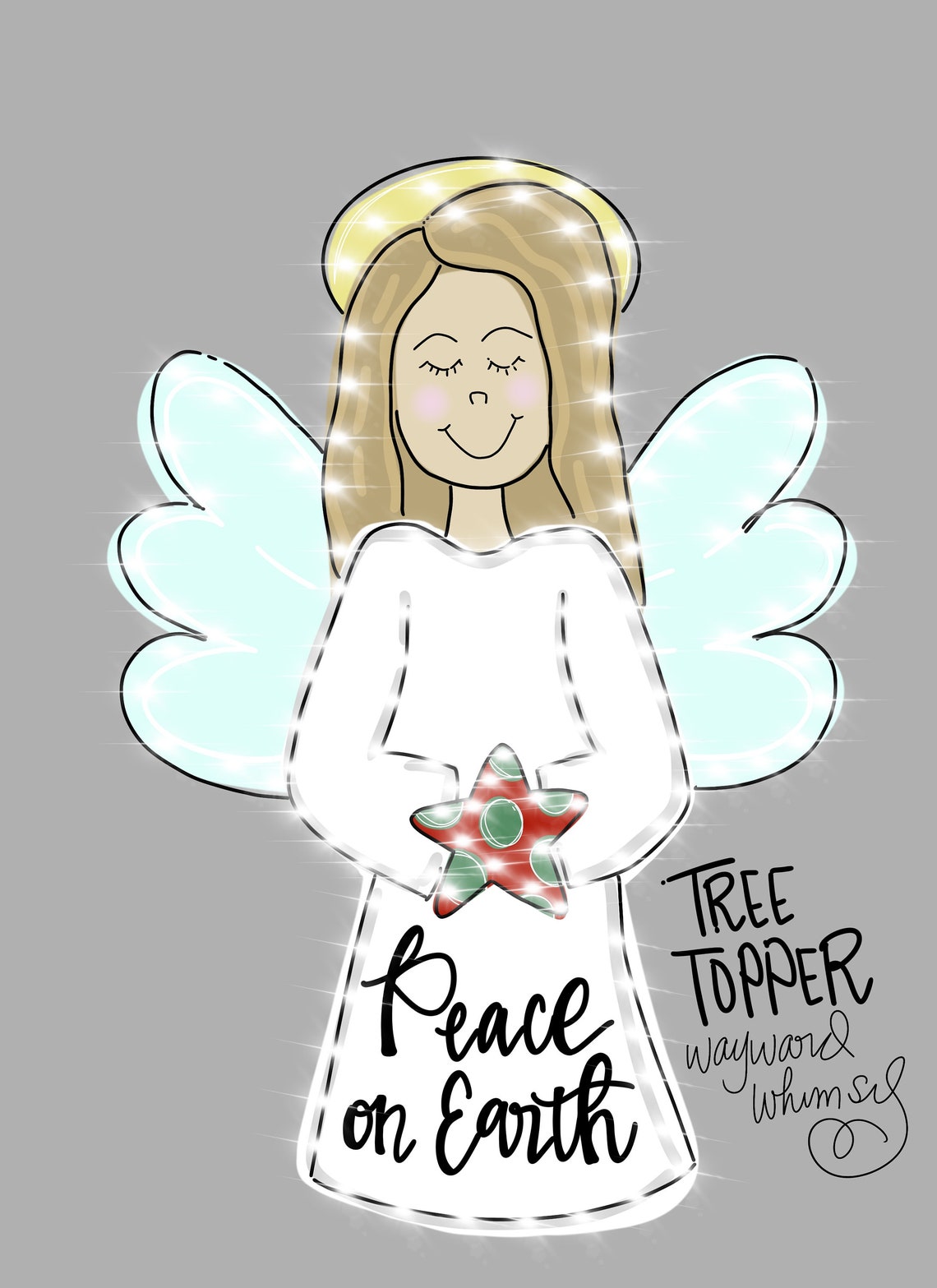Tree Topper Template Christmas Angel Downloadable File Printable ...