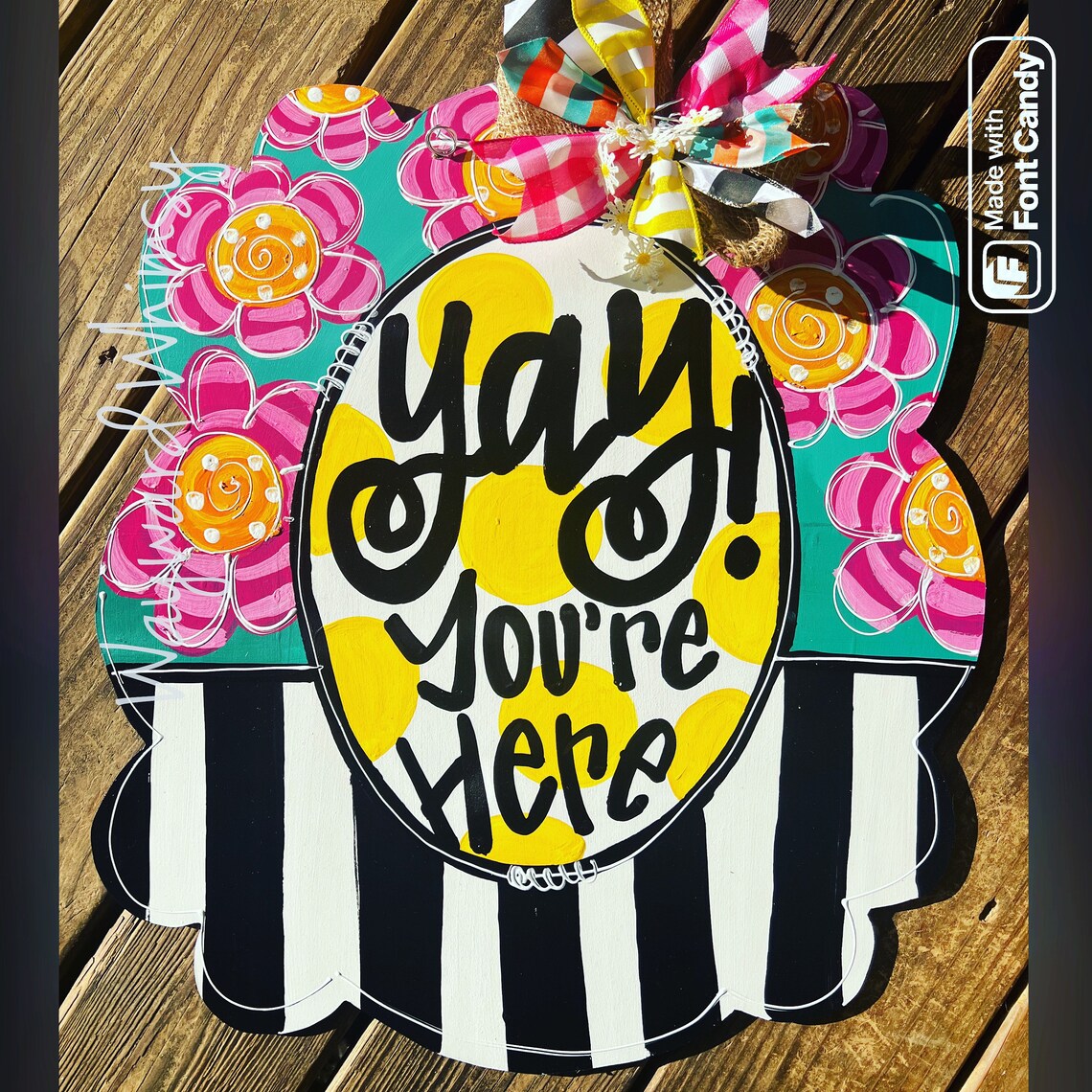 Funky Fun Yay Youre Here Sign Wooden Door Hanger - Etsy
