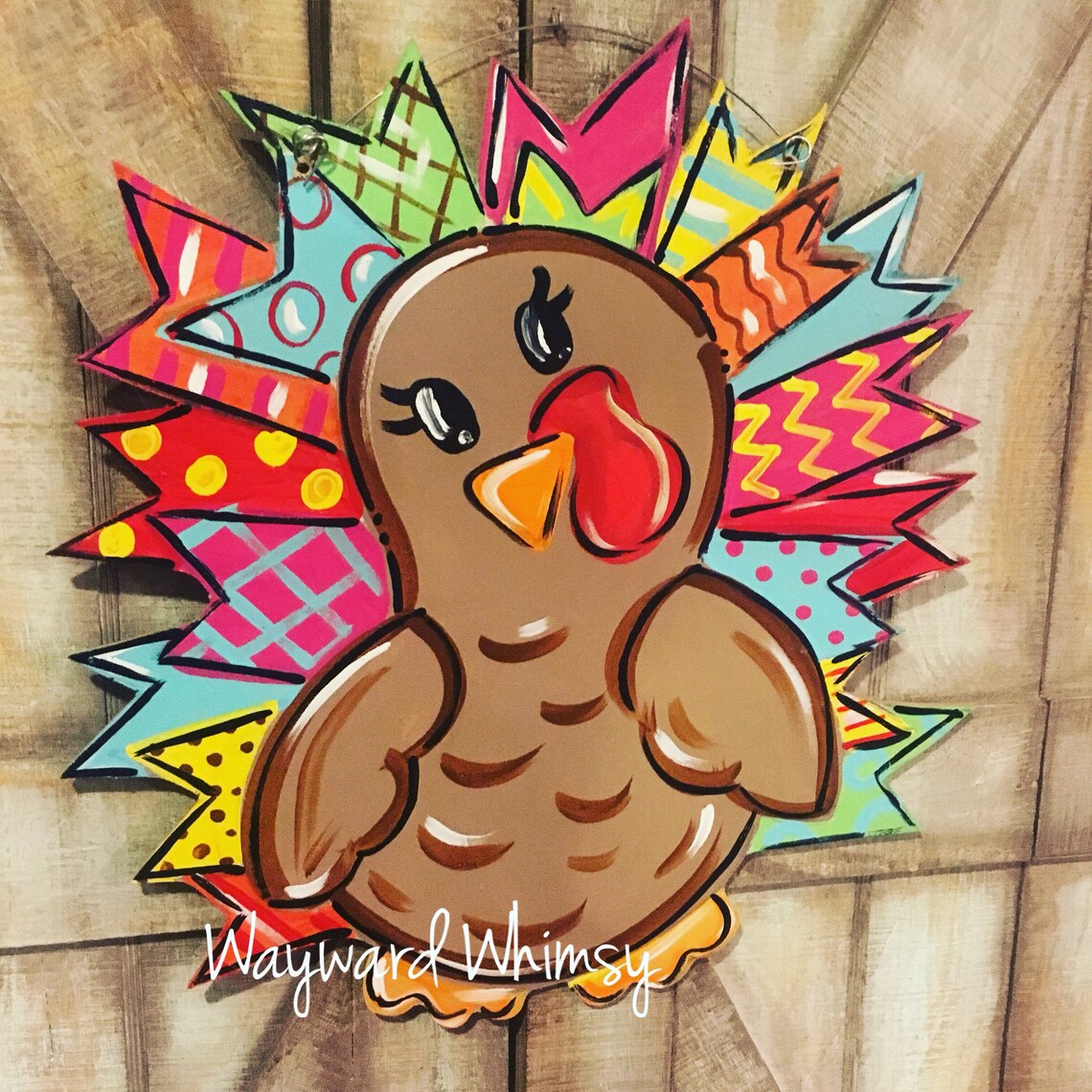 Funky Feathered Turkey Wood Cut Out Door Hanger - Etsy