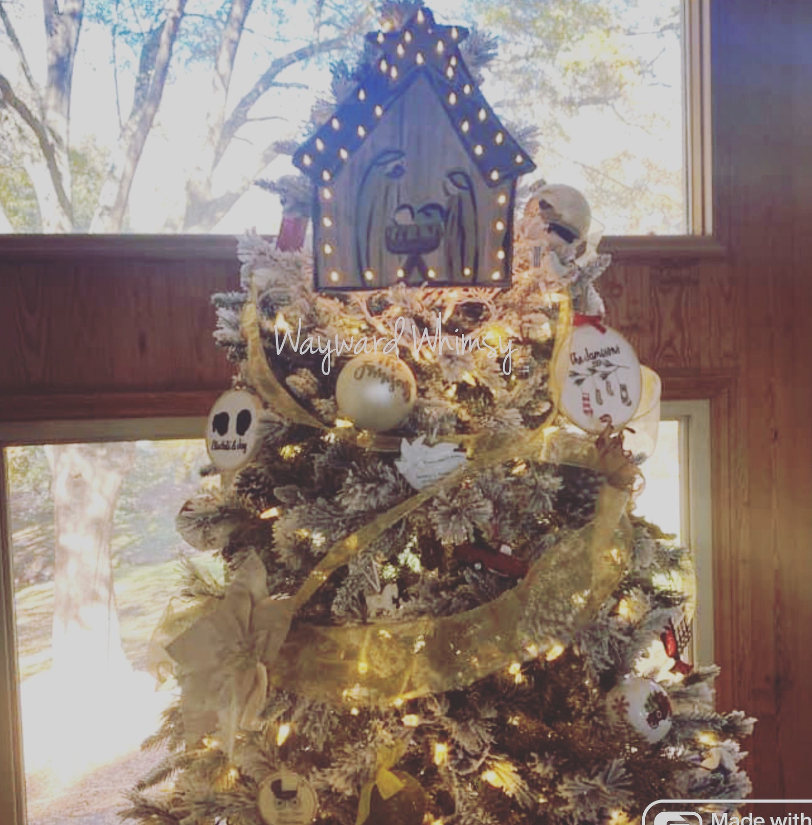 LIGHTED Nativity Wooden Tree Topper - Etsy