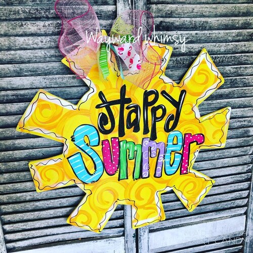 Summer Sunshine Wood Cut Out Door Hanger Etsy