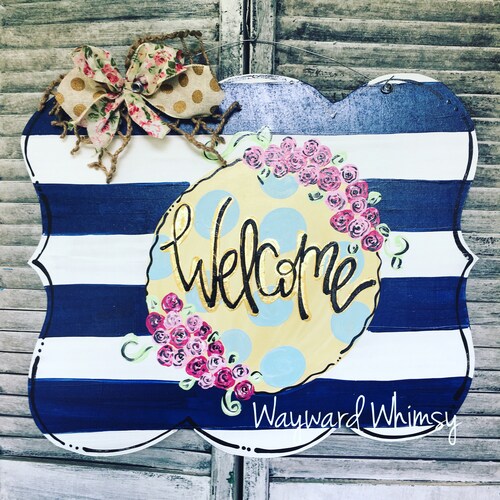 Funky Fun Welcome Sign Wood Cut Out Hanger - Etsy
