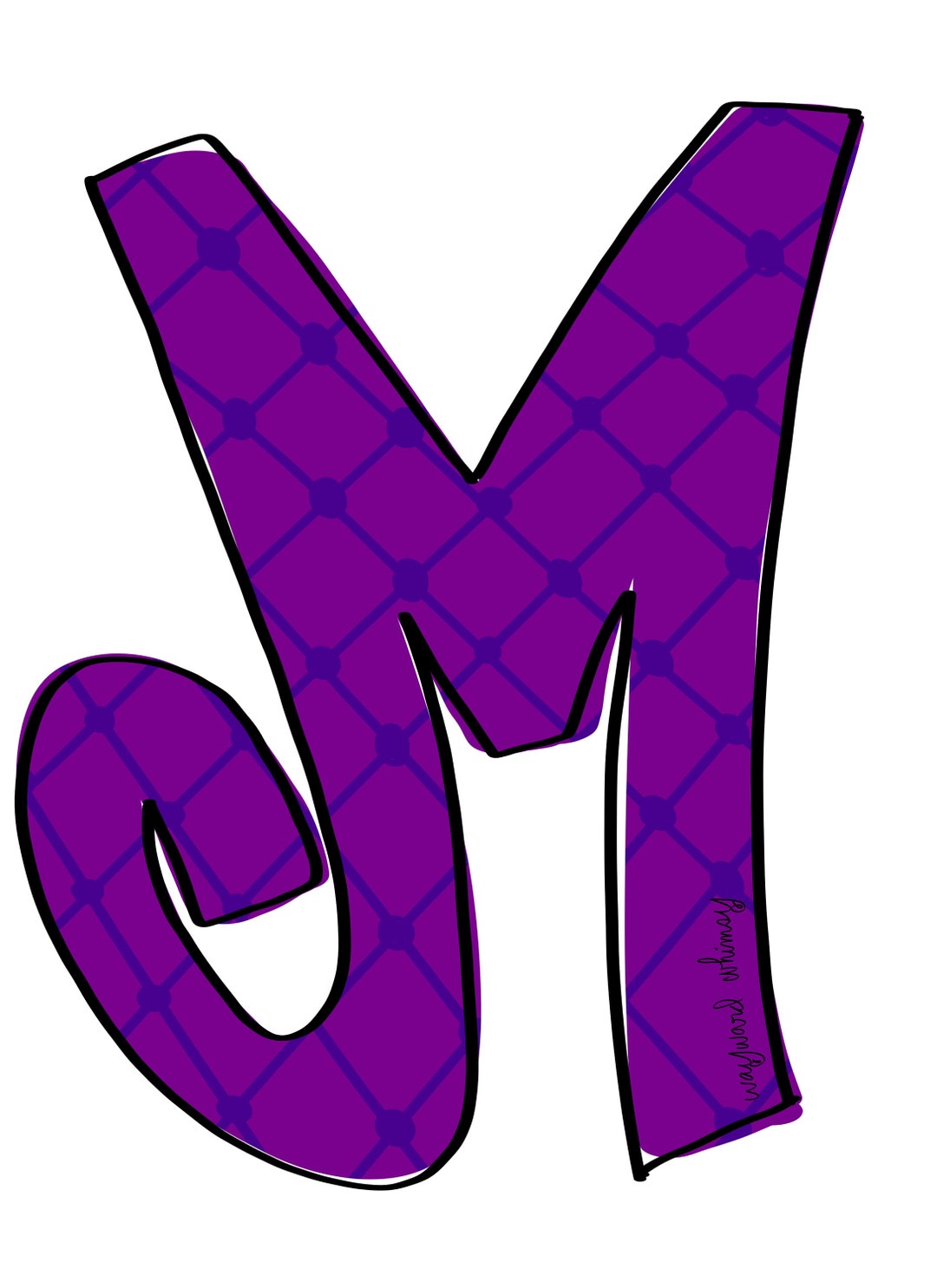 Letter M- Whimsical Curly Font Door Hanger Downloadable File Printable ...