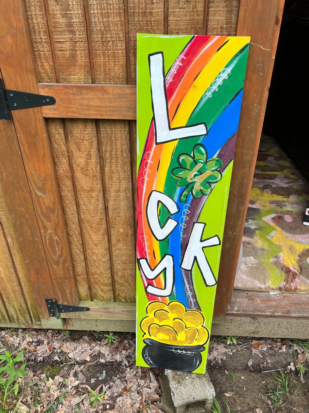 Ready to Ship Lucky Porch Leaner Approximately 3 Ft Tall Wooden Door ...