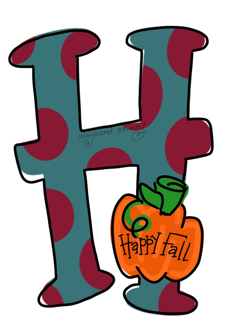 Letter H With Pumpkin Fall/thanksgiving/halloween Whimsical - Etsy UK