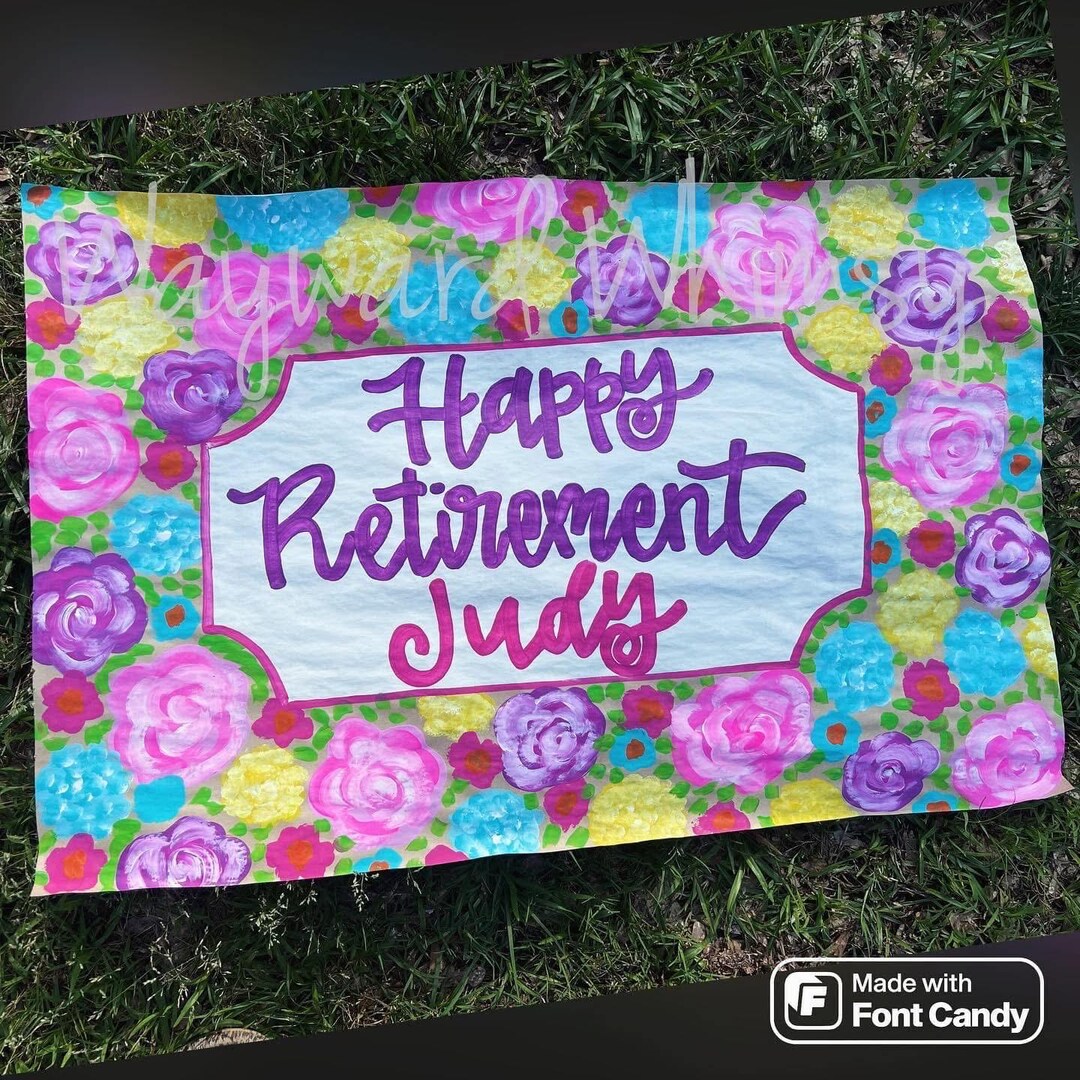 Hand Painted Custom Flowers Theme Birthday Banner- Kraft Paper Banner ...