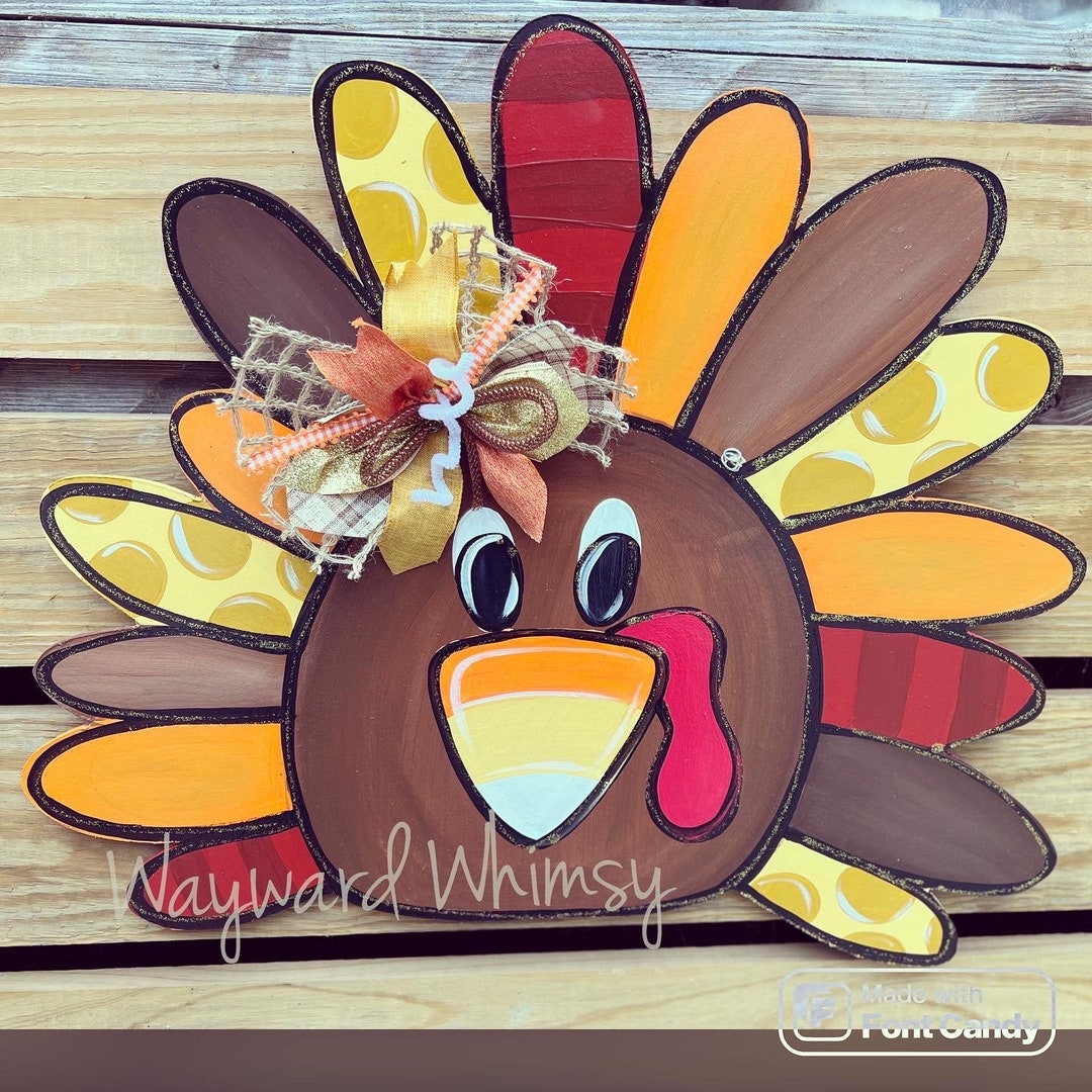 Turkey Face- Thanksgiving Wooden Door Hanger - Etsy