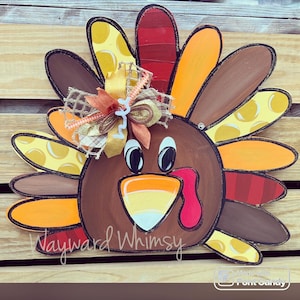 Turkey Face- Thanksgiving Wooden Door Hanger - Etsy