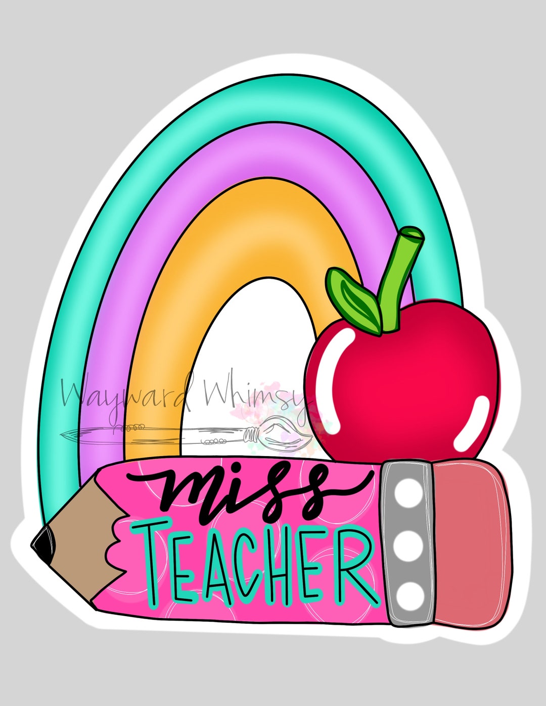 Teacher Rainbow Pencil Back to School Door Hanger Downloadable File ...