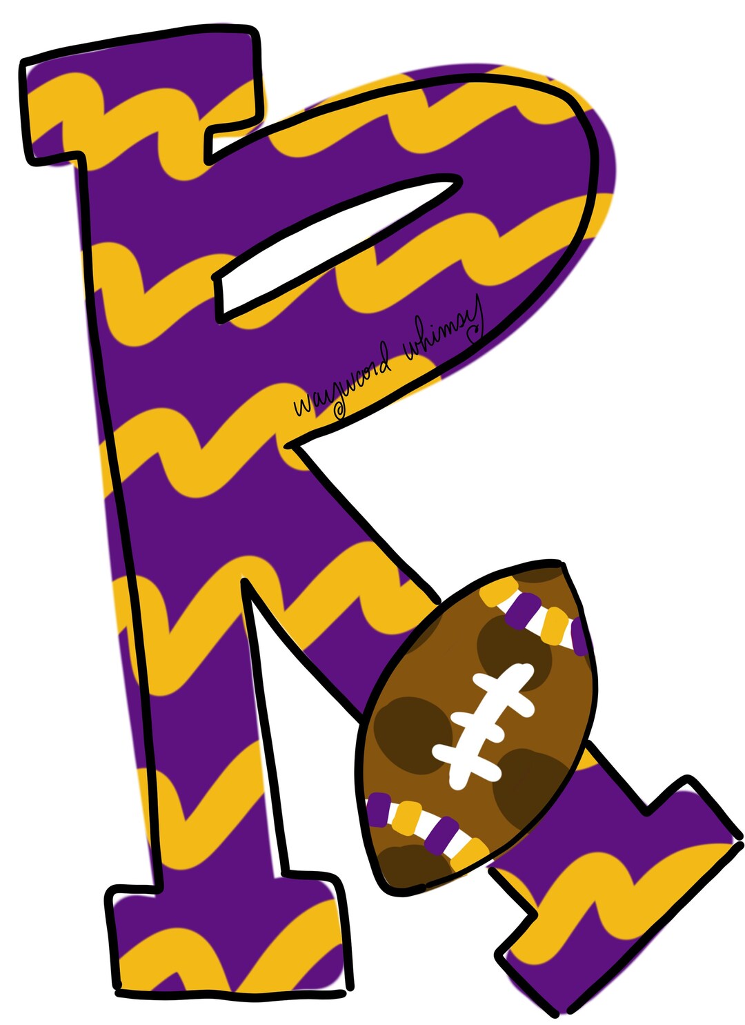 Letter R With Football- Whimsical Font Door Hanger Downloadable File ...