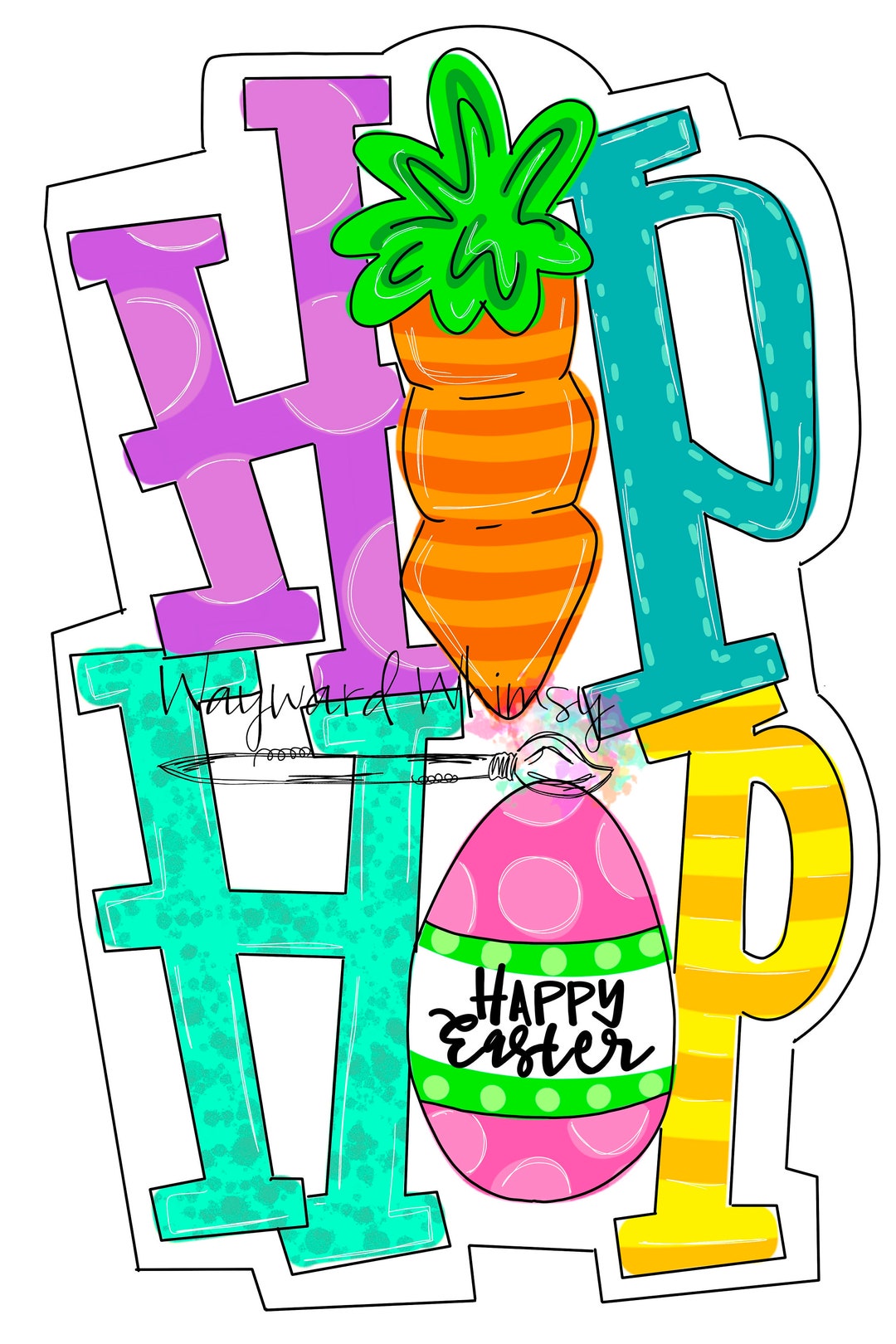 Hip Hop Happy Easter Carrot and Egg Door Hanger Downloadable File ...