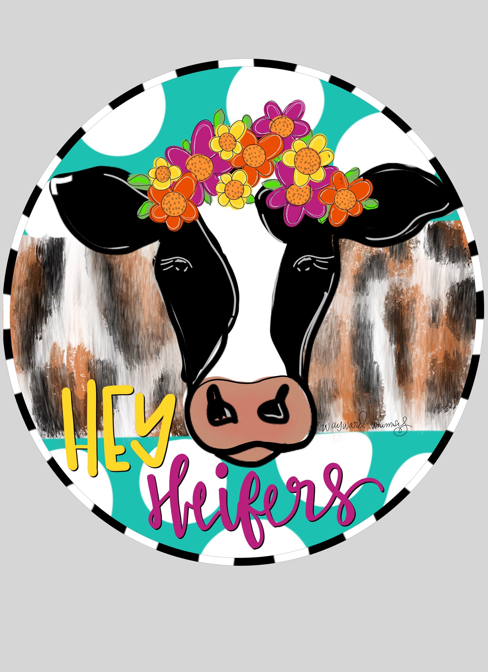 Hey Heifer Cow Door Hanger Downloadable File Printable Template - Etsy