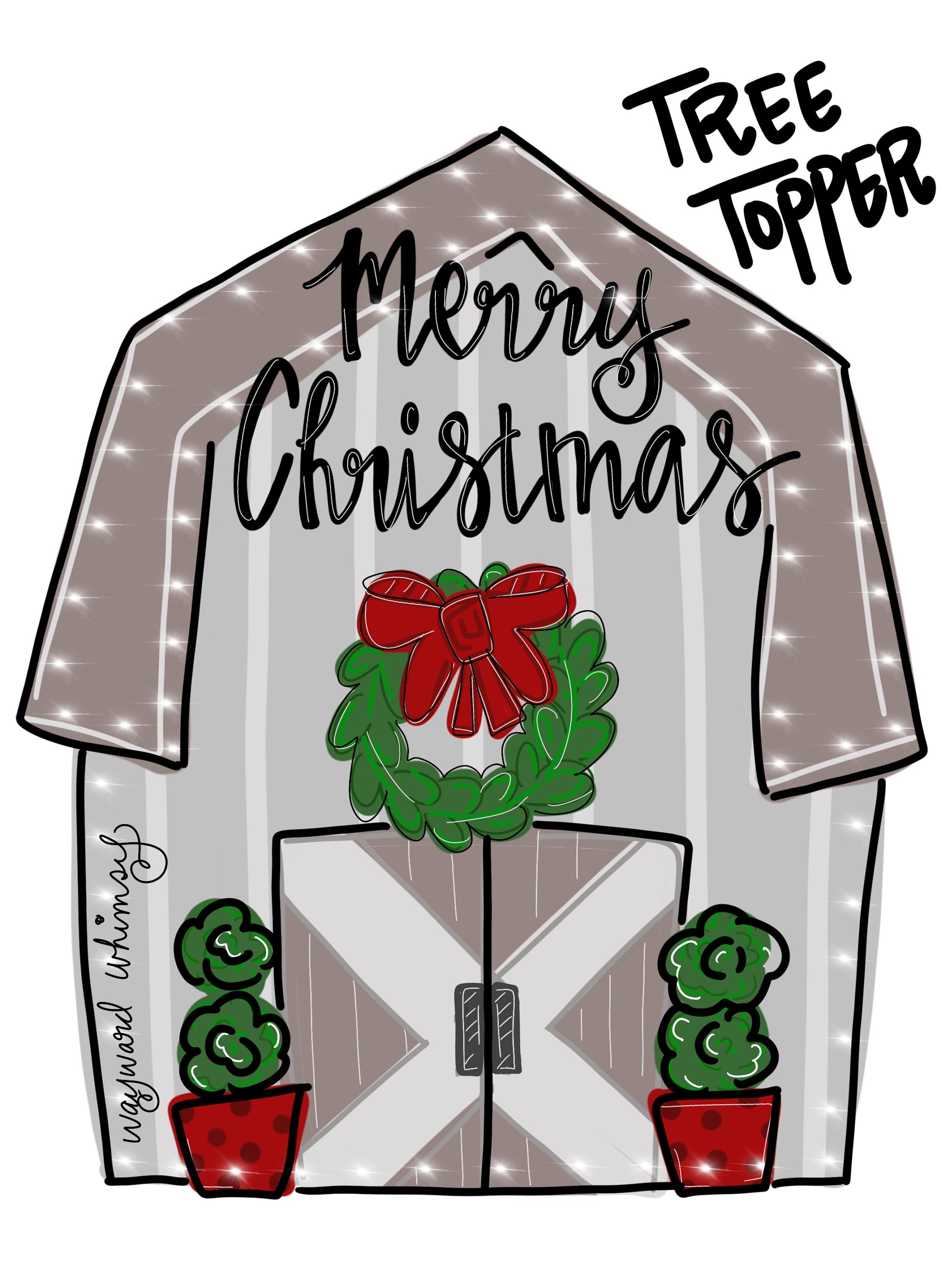 LIGHTED Christmas Farmhouse Barn Wooden Tree Topper - Etsy