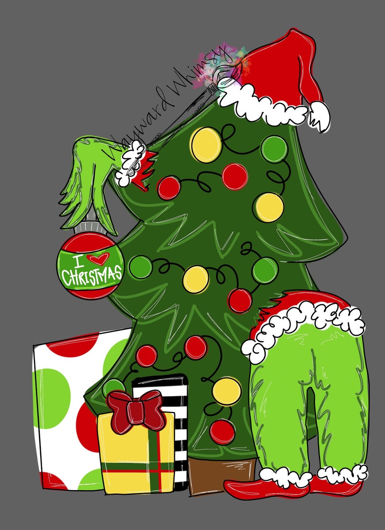 Mean One- Green One- Christmas Tree- Christmas Movie Door Hanger ...