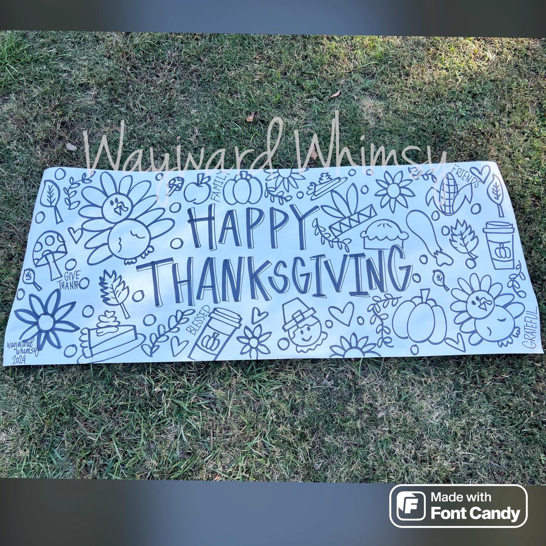 Thanksgiving Doodles Coloring Banner- Coloring Page - Kraft Paper ...