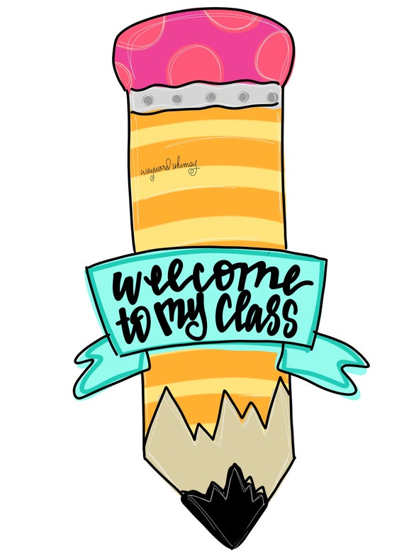 Pencil with banner downloadable file printable template | Etsy