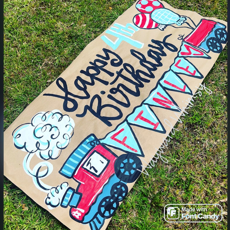 Hand Painted Custom Party Banner Birthday Banner Kraft Paper - Etsy