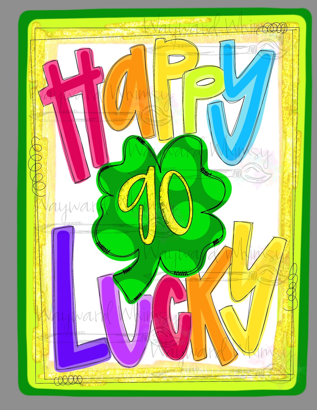 Happy Go Lucky St. Patricks Day- Four Leaf Clover- Shamrock- Door ...