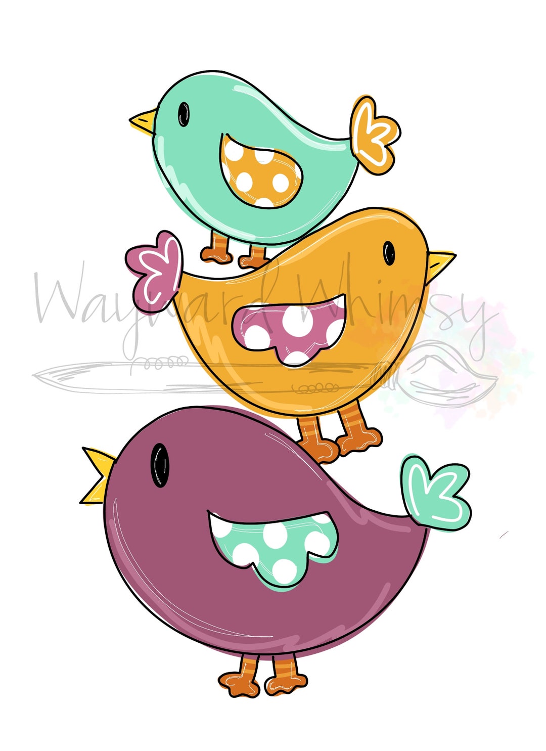 Stacked Birds- Trio of Birds- Door Hanger Downloadable File Printable ...