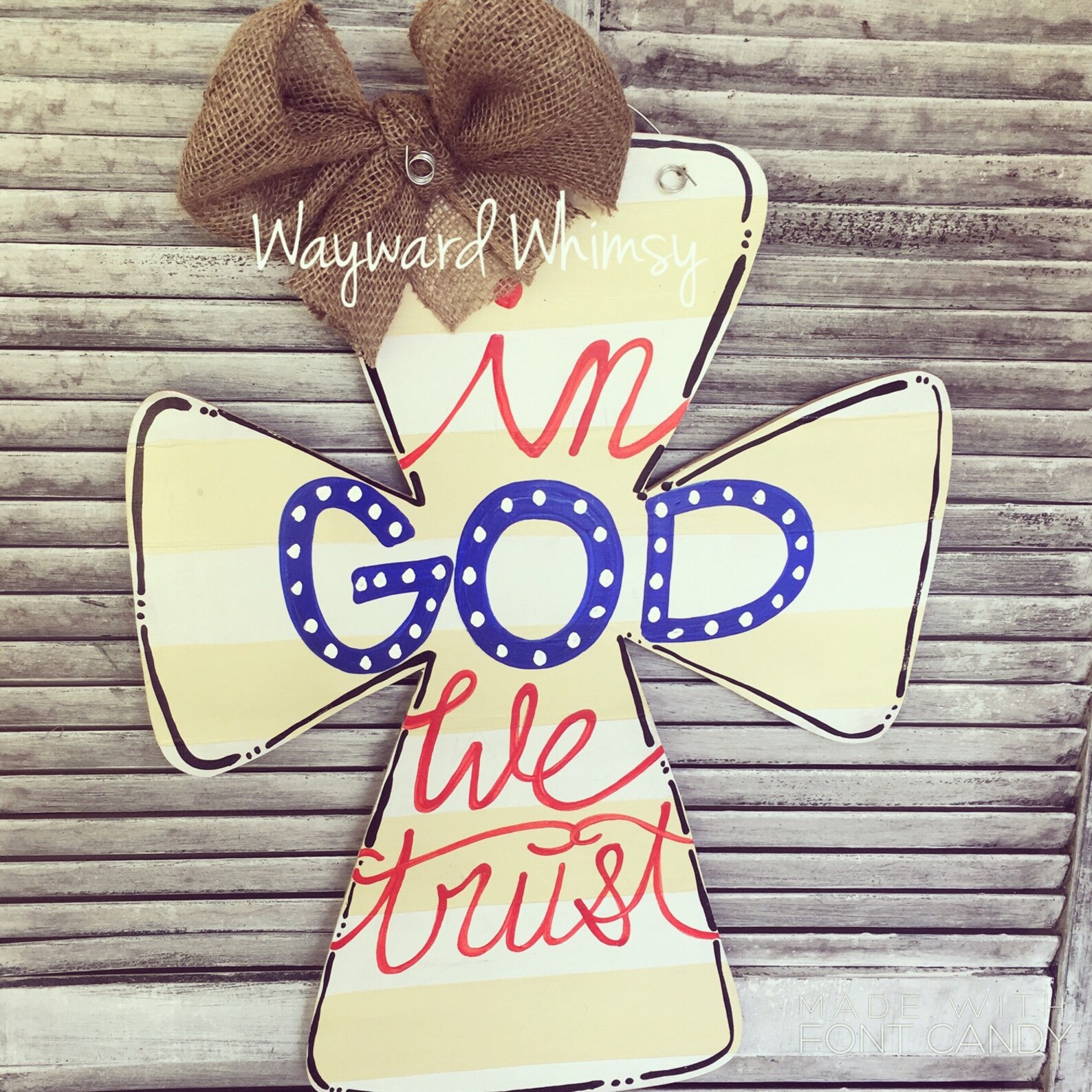 In God We Trust Cross Patriotic Wooden Door Hanger - Etsy