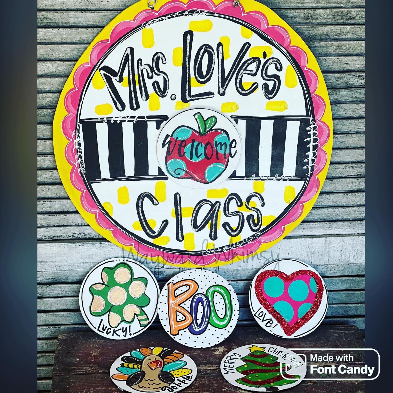 Teacher Wooden Door Hanger for Classroom- Interchangeable Attachments ...