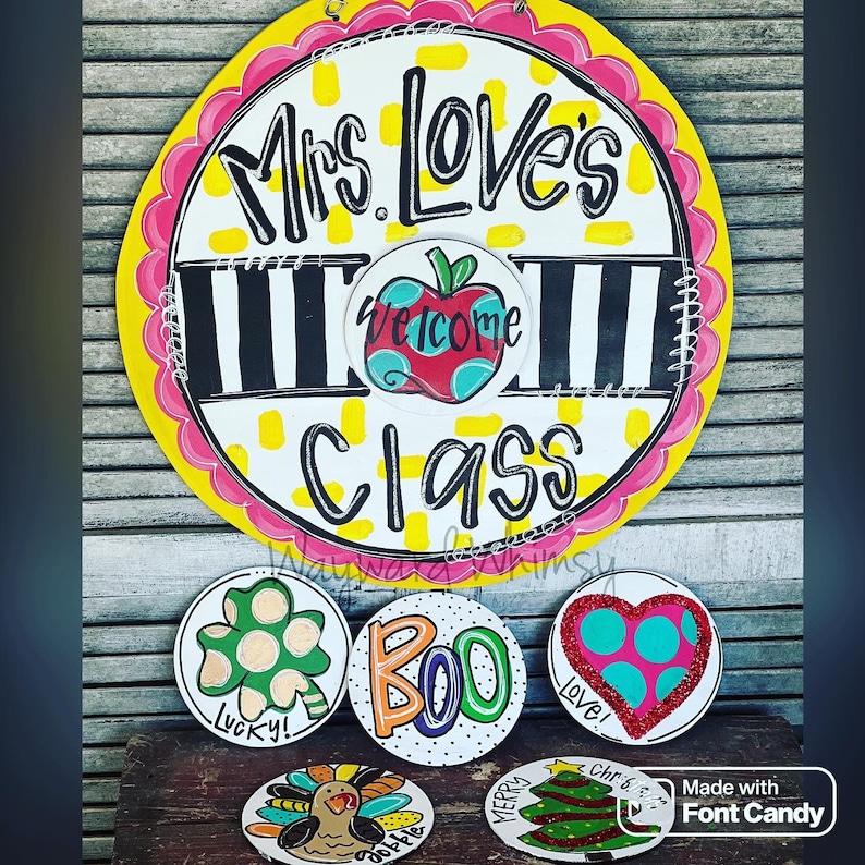 Teacher Wooden Door Hanger for Classroom- Interchangeable Attachments ...