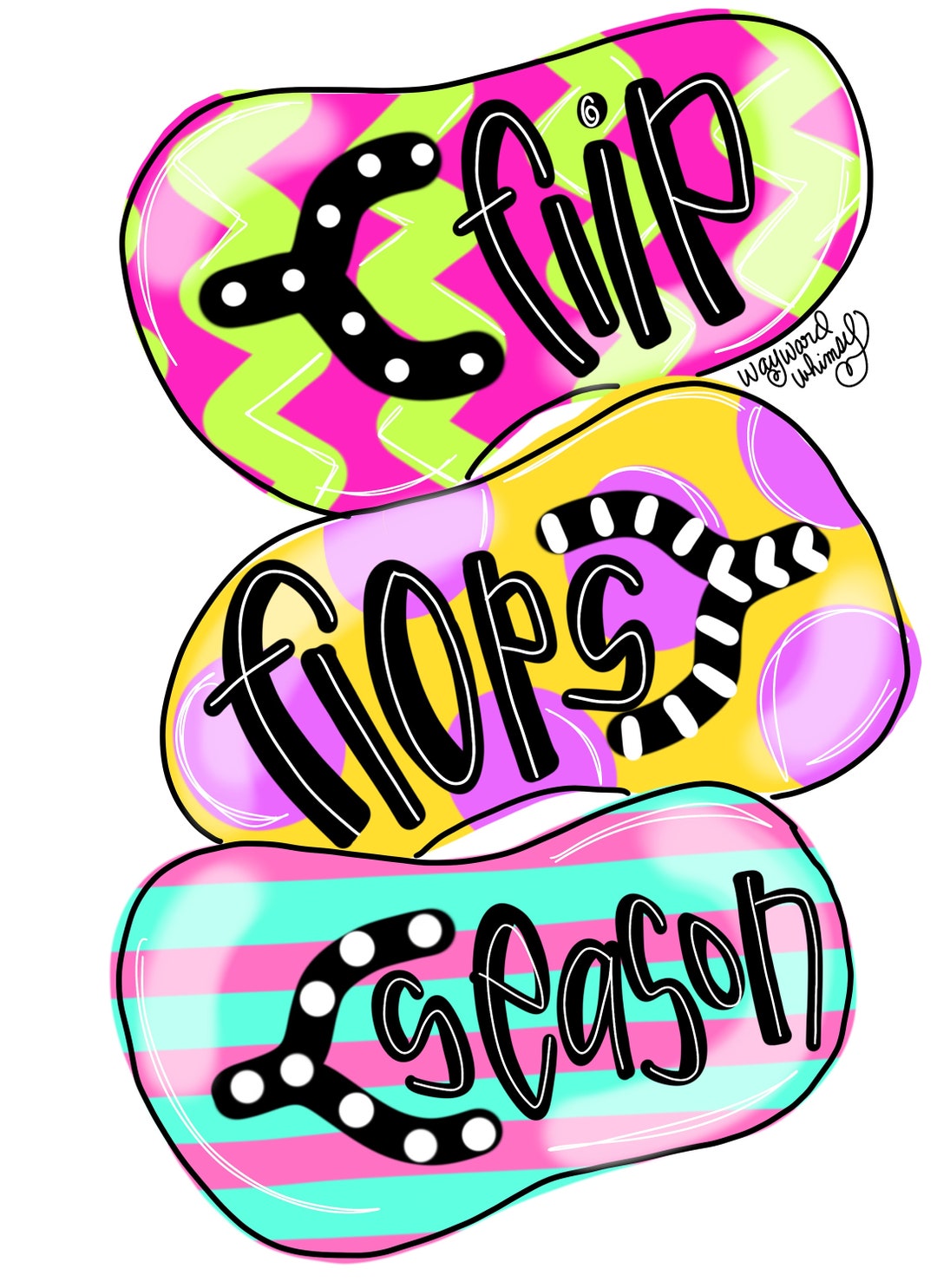 Flip Flops Season Door Hanger Downloadable File Printable Template - Etsy