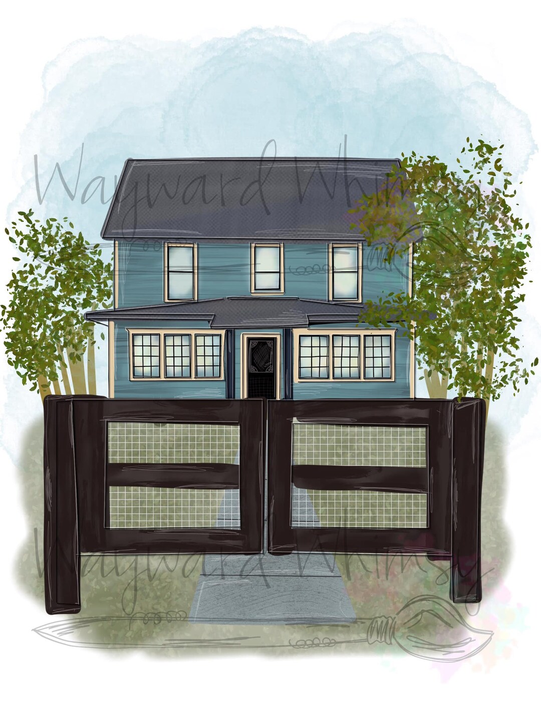 Custom Digital Drawing of Your Family Home- Keepsake Art- Personalized ...