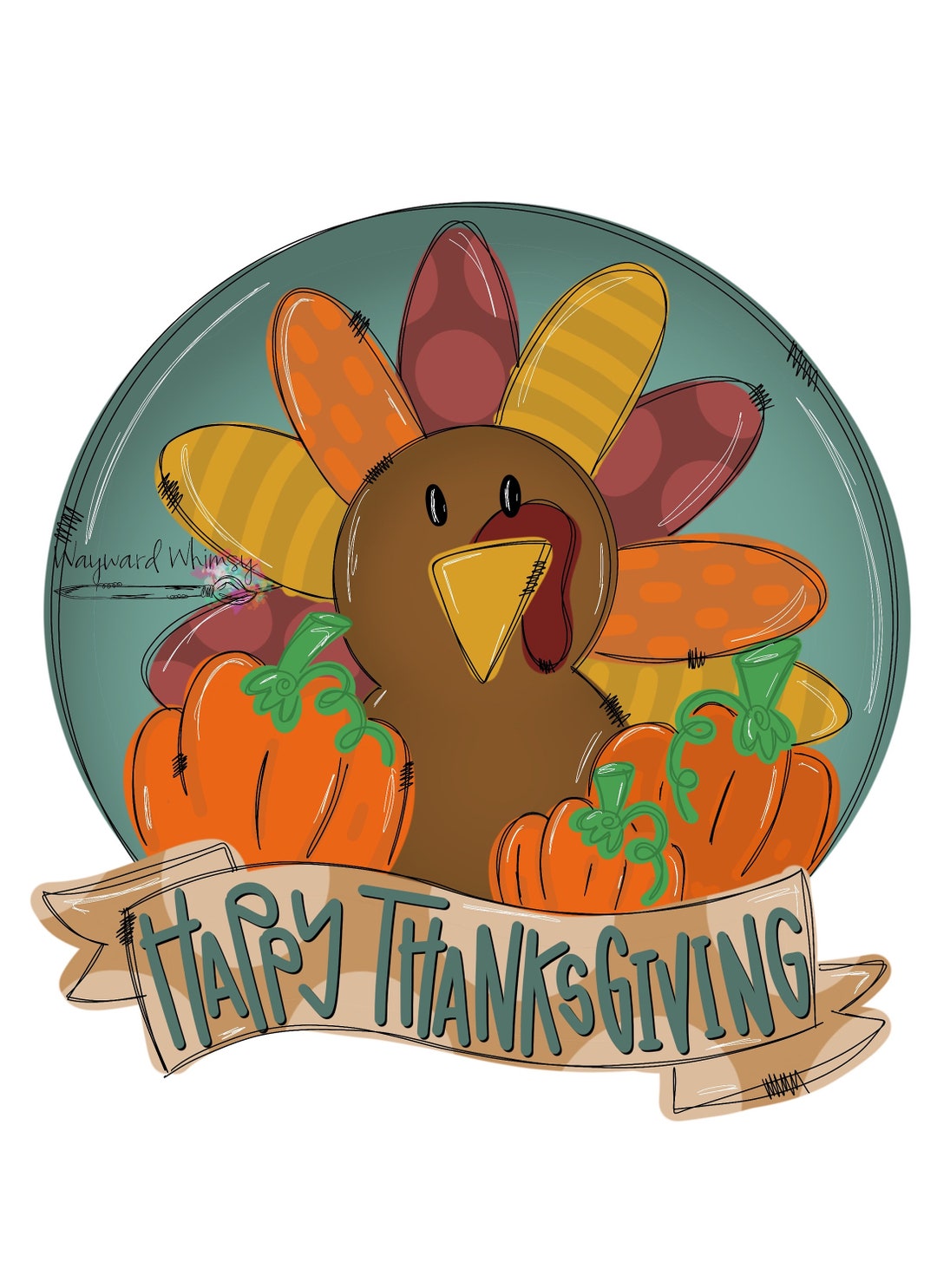 Happy Thanksgiving Turkey Door Hanger Downloadable File Printable ...