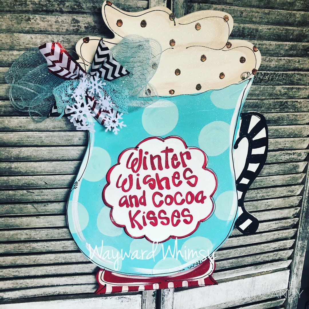 Winter Wishes Hot Cocoa Christmas Wood Cut Out Door Hanger - Etsy
